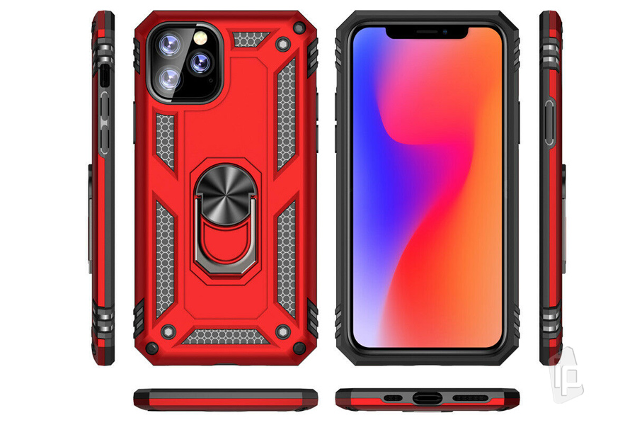 Set odolný obal Fusion Ring Armor (čierny) + ochranné sklo na Apple ...