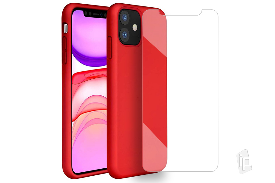 Set Obal Liquid Silicone Cover (červený) + Ochranné sklo pre Apple ...
