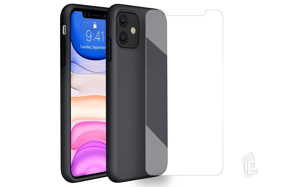 Set Obal Liquid Silicone Cover (čierny) + Ochranné sklo pre Apple ...
