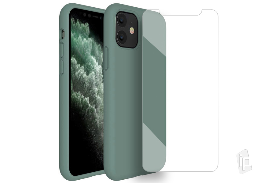 Set Obal Liquid Silicone Cover (zelený) + Ochranné sklo pre Apple ...