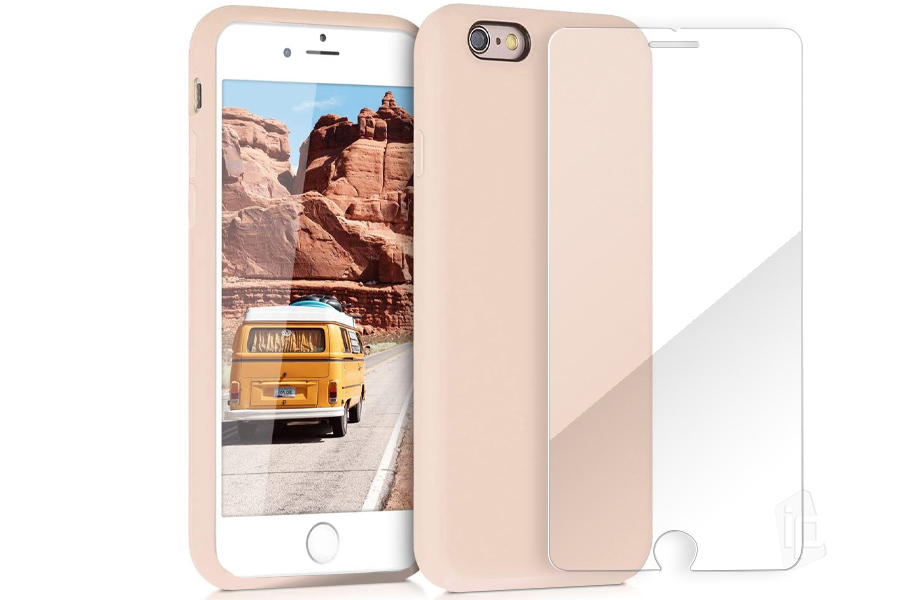 Set Obal Liquid Silicone Cover (ružový) + Ochranné sklo na Apple iPhone ...