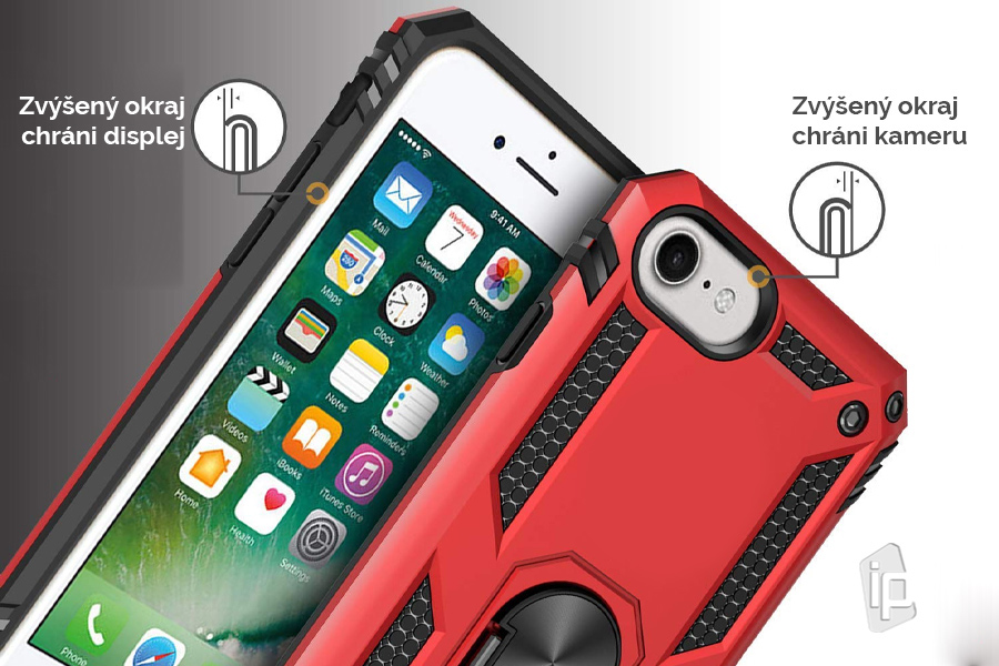 Set odolný obal Fusion Ring Armor (zlatý) + ochranné sklo na Apple ...