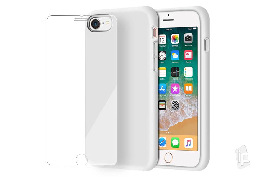 Set Obal Liquid Silicone Cover (biely) + Ochranné sklo na Apple iPhone ...